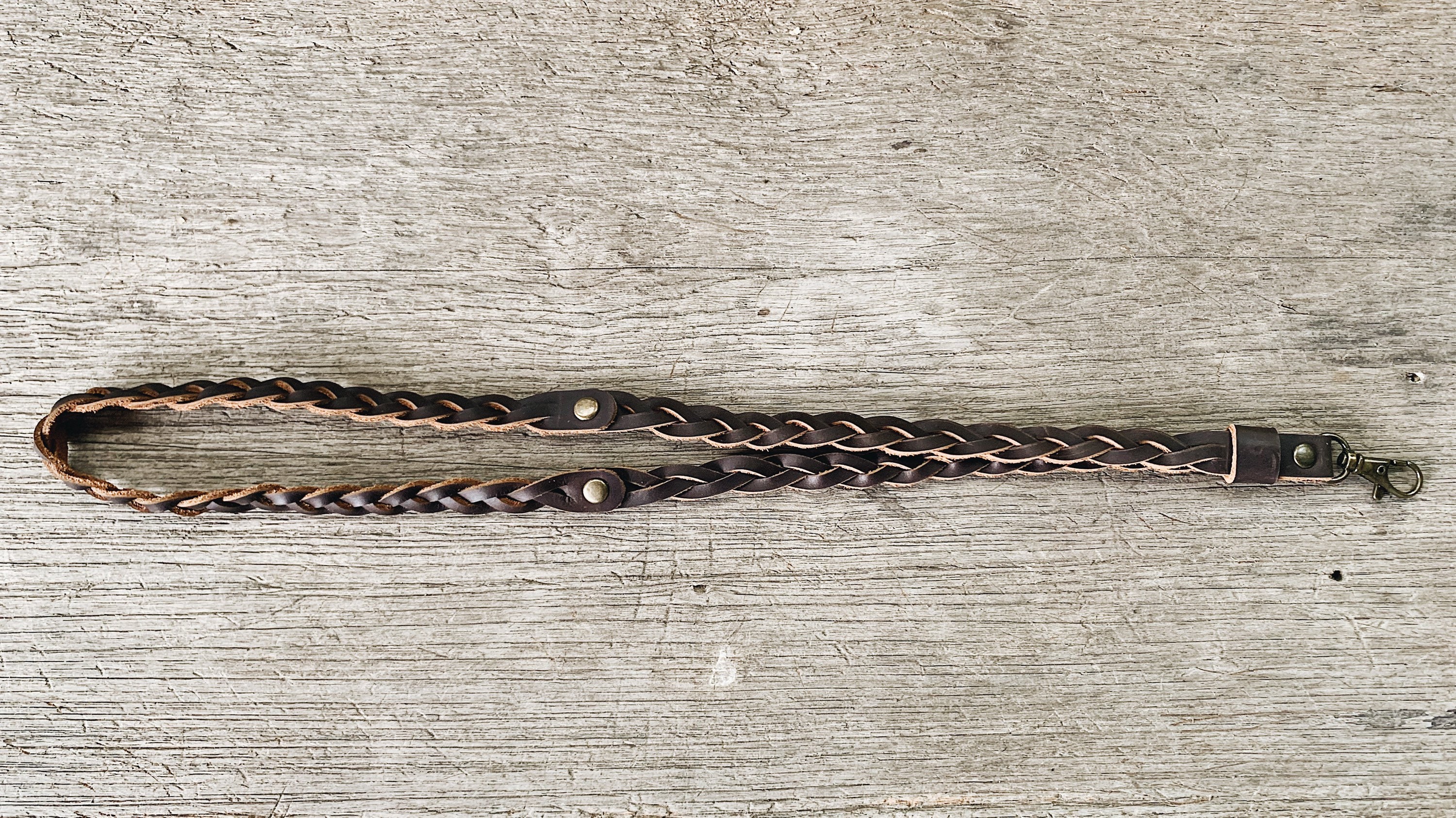 Tan/ Dark Brown Oil Leather Braided Lanyard, Leather Keychain, Leather ...