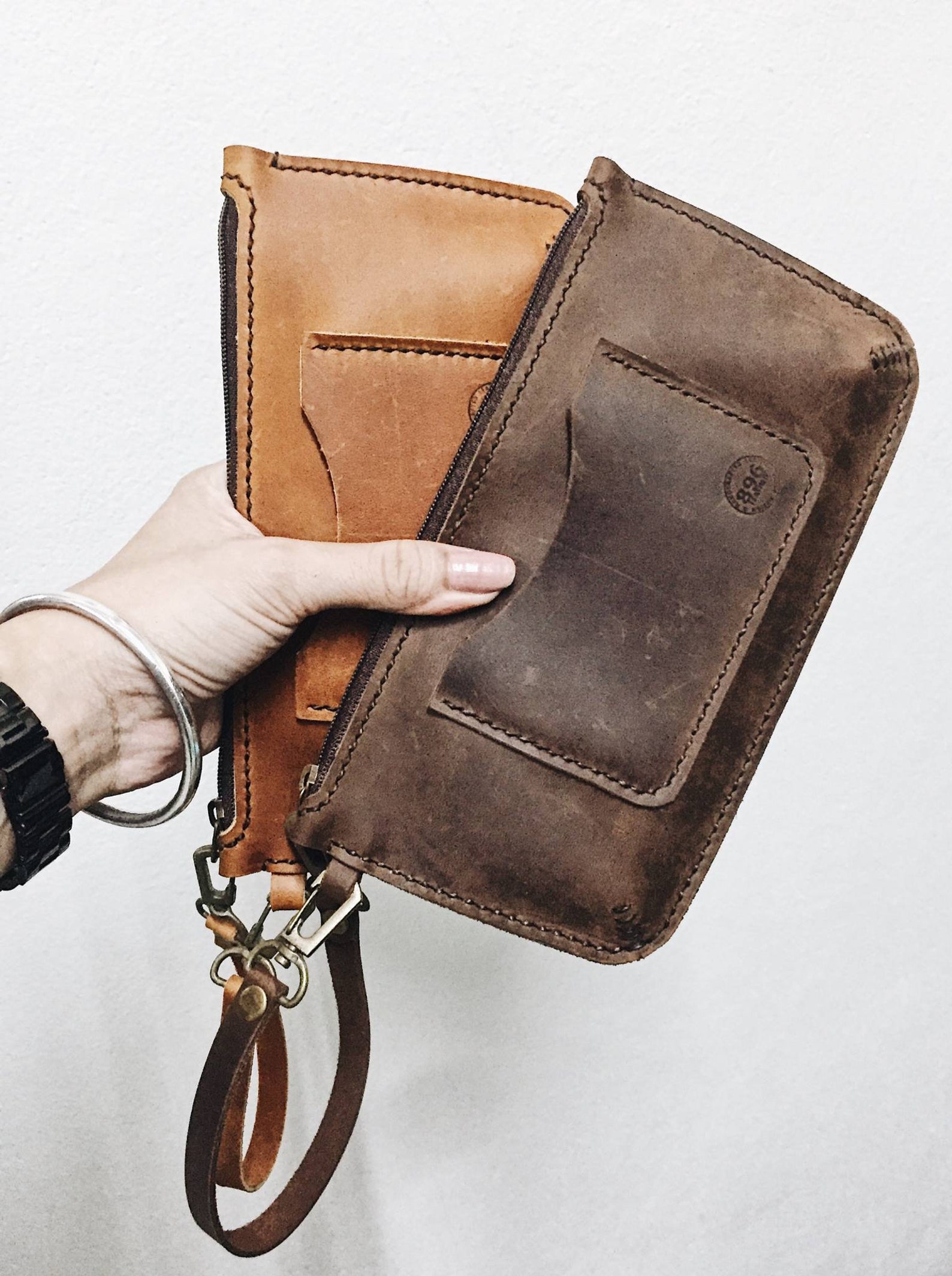 Leather Pouch Phone Wallet Zip Pouch Clutch Wrist Pouch - Etsy