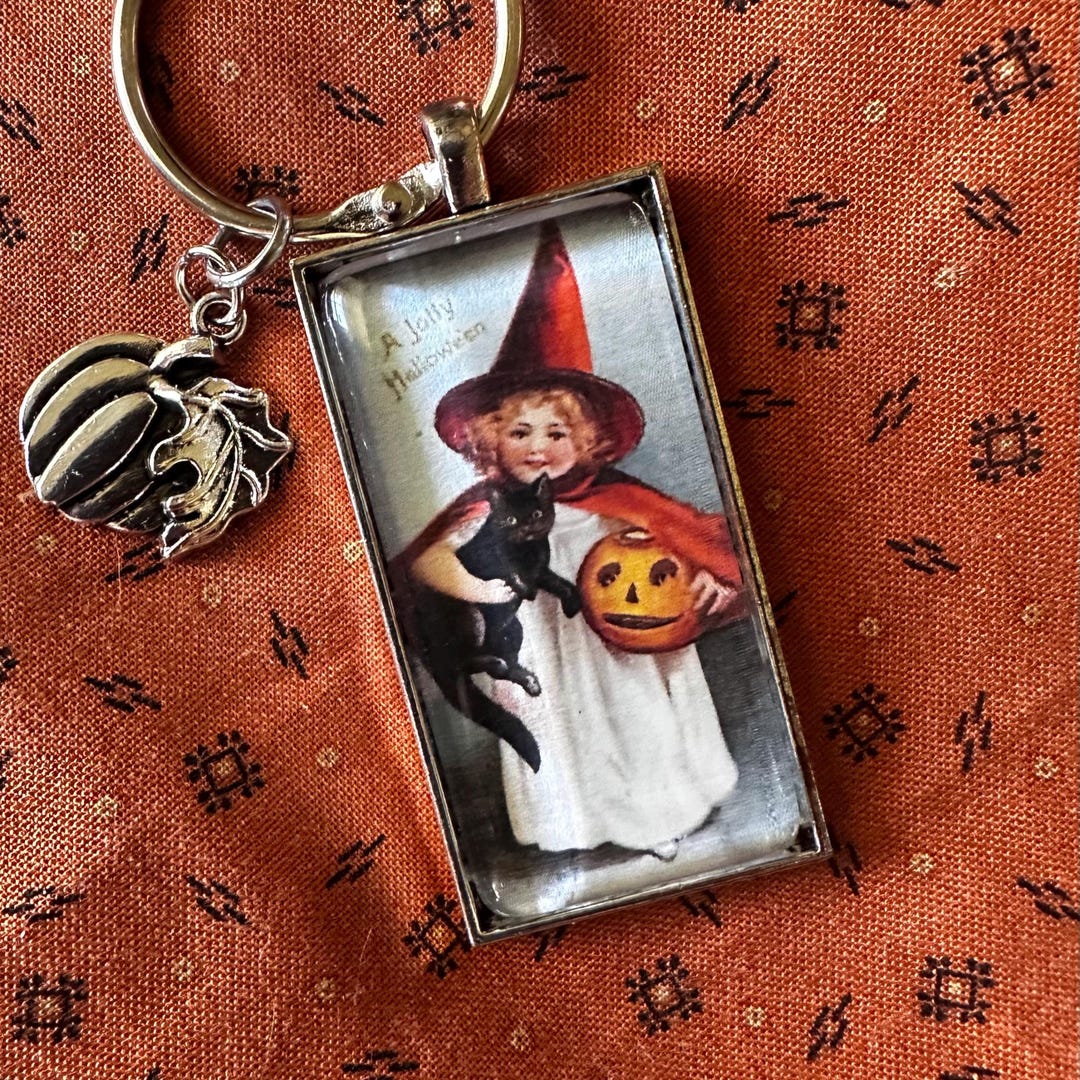 Halloween Red Hat Girl Witch Thread Keep | Zip Pull | Scissor Fob - Etsy