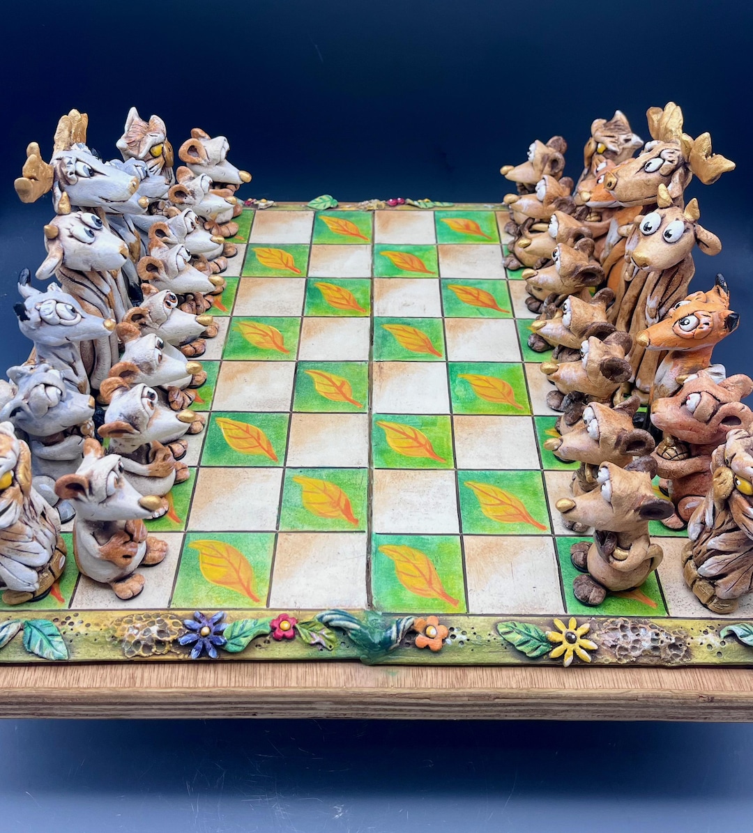 Chess Set, Woodland Creatures Ceramic Pottery, One of a Kind - Etsy