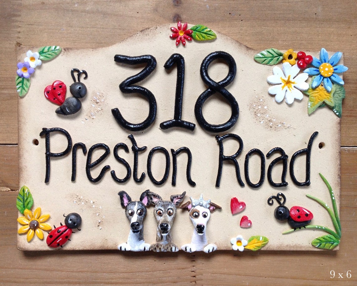 House Plaque, Address Plate, Number and Name Sign, Ceramic, Ladybirds ...
