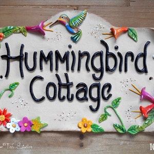 House Sign, Address Number and Name Sign, Ceramic, Hummingbirds Design ...