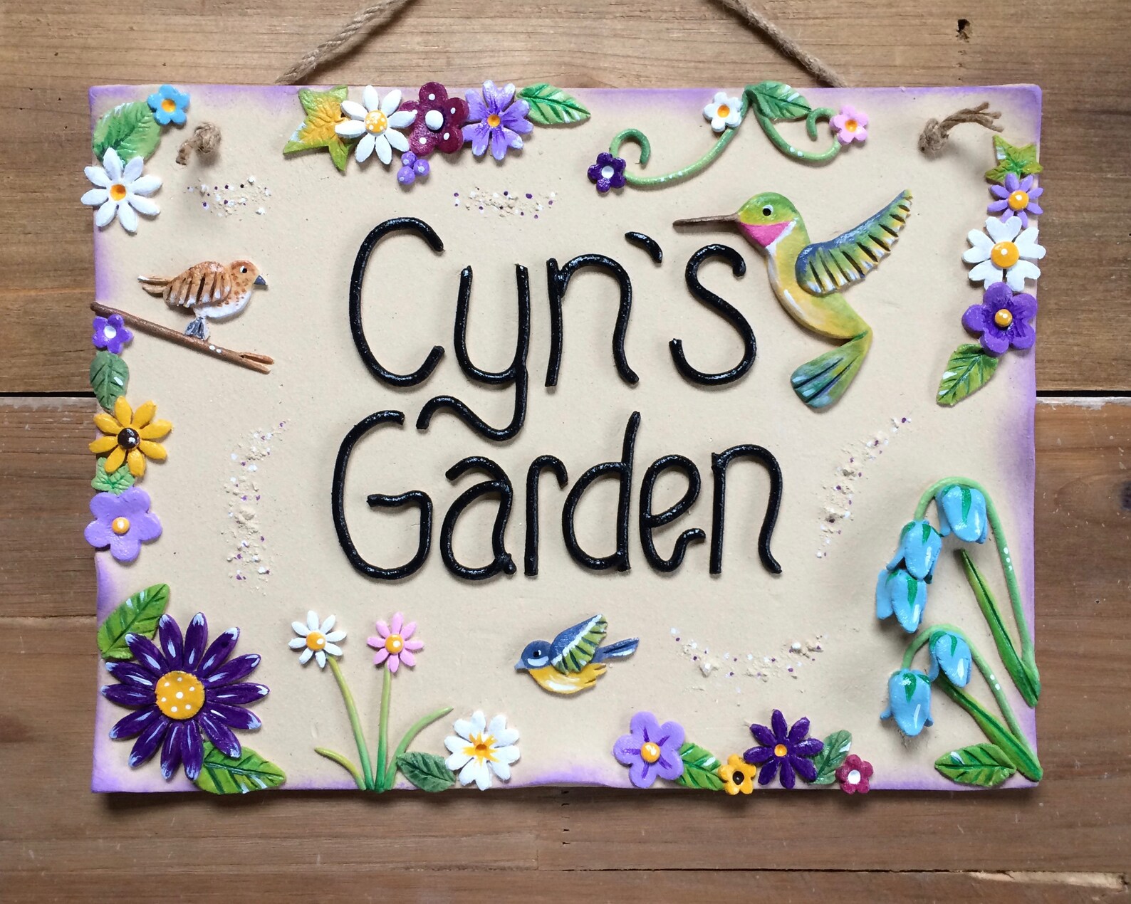 Personalised Garden Sign Gift Ceramic, Hummingbird Design - Etsy