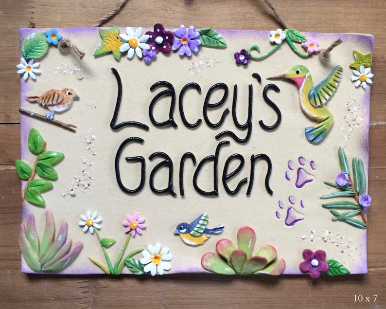 Personalised Garden Sign Gift Ceramic, Hummingbird Design - Etsy