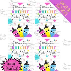 Back to School Highlighter Gift Tags for Teachers, Students, First Day ...