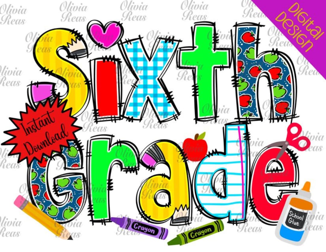 Sixth Grade Boy Design PNG, School Grade PNG, Digital Design, Instant ...