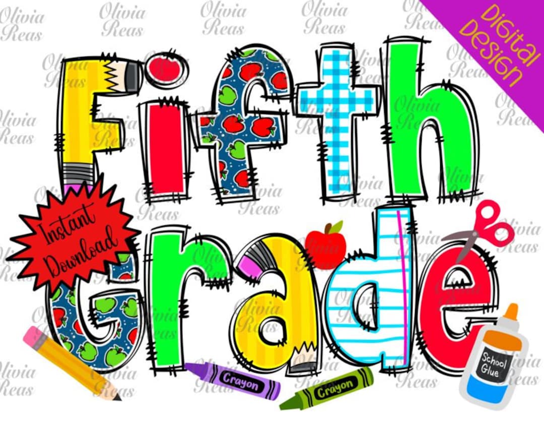 Fifth Grade Boy Design PNG, School Grade PNG, Digital Design, Instant ...