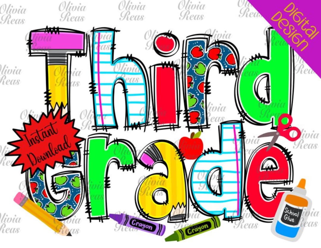 Third Grade Boy Design PNG, School Grade PNG, Digital Design, Instant ...