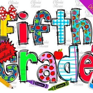 Fifth Grade Girl Design PNG, School Grade PNG, Digital Design, Instant ...
