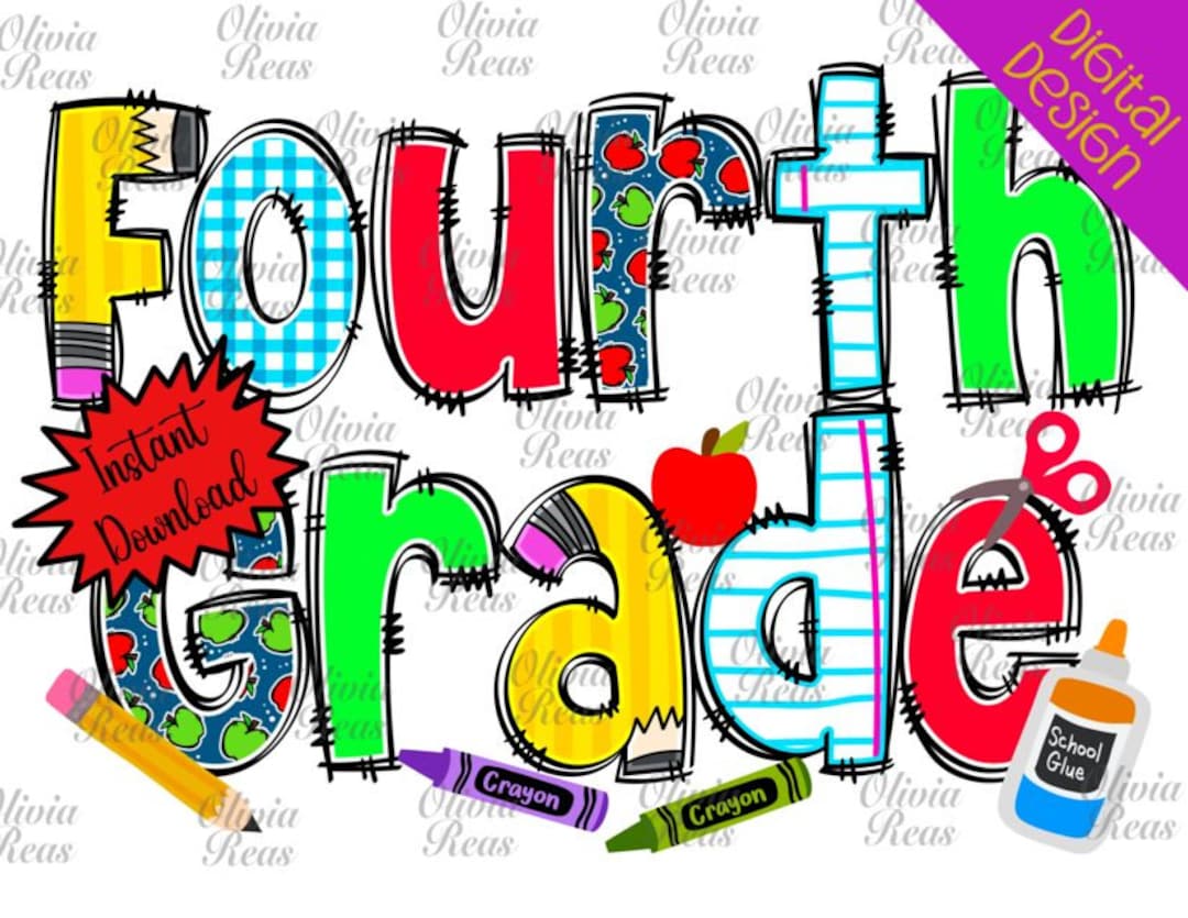 Fourth Grade Boy Design PNG, School Grade PNG, Digital Design, Instant ...