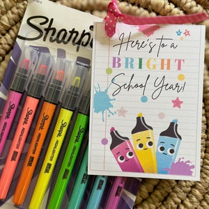Back to School Highlighter Gift Tags for Teachers, Students, First Day ...