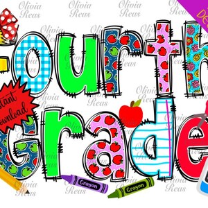 Fourth Grade Girl Design PNG, School Grade PNG, Digital Design, Instant ...