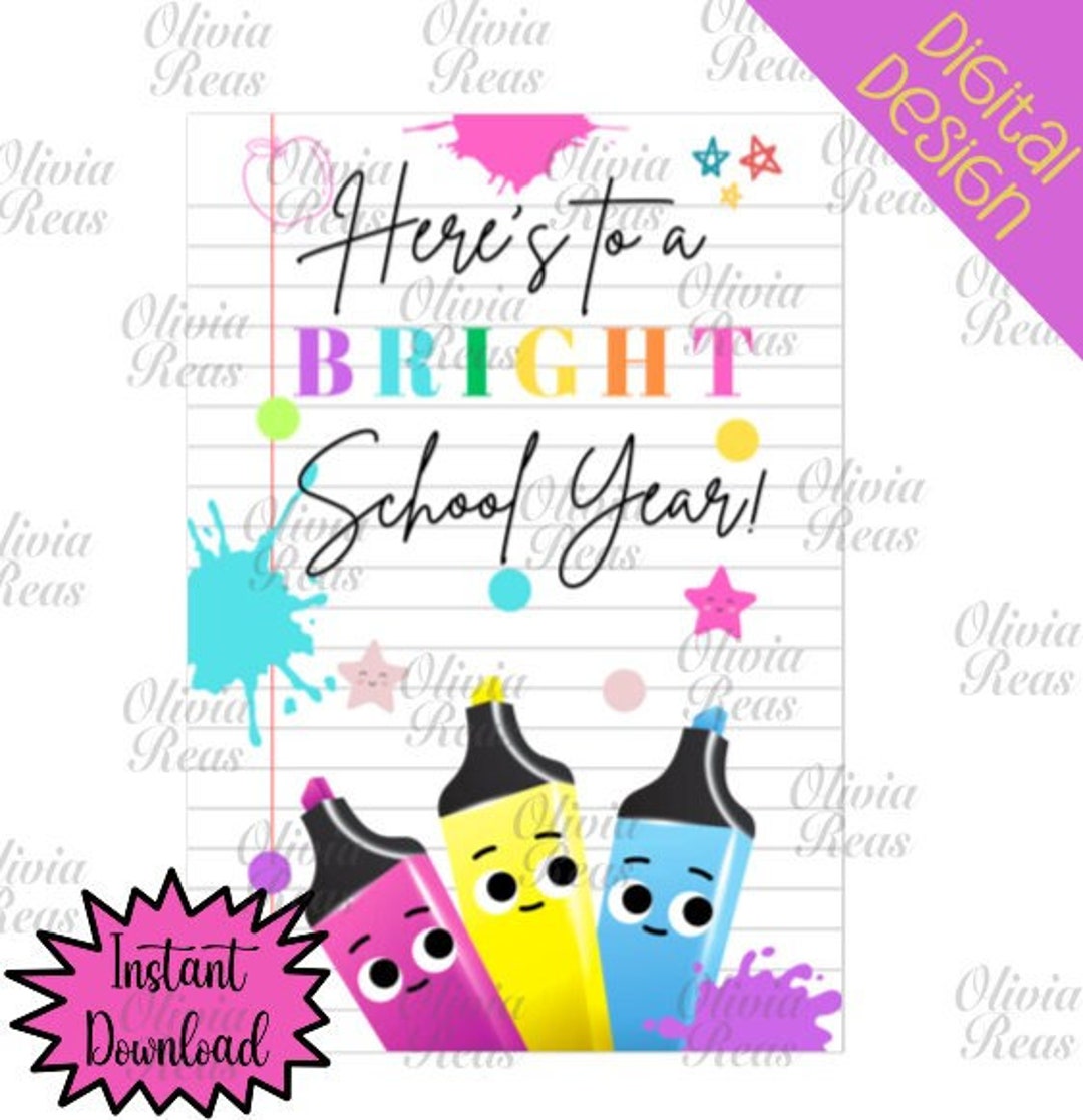 Back to School Highlighter Gift Tags for Teachers, Students, First Day ...