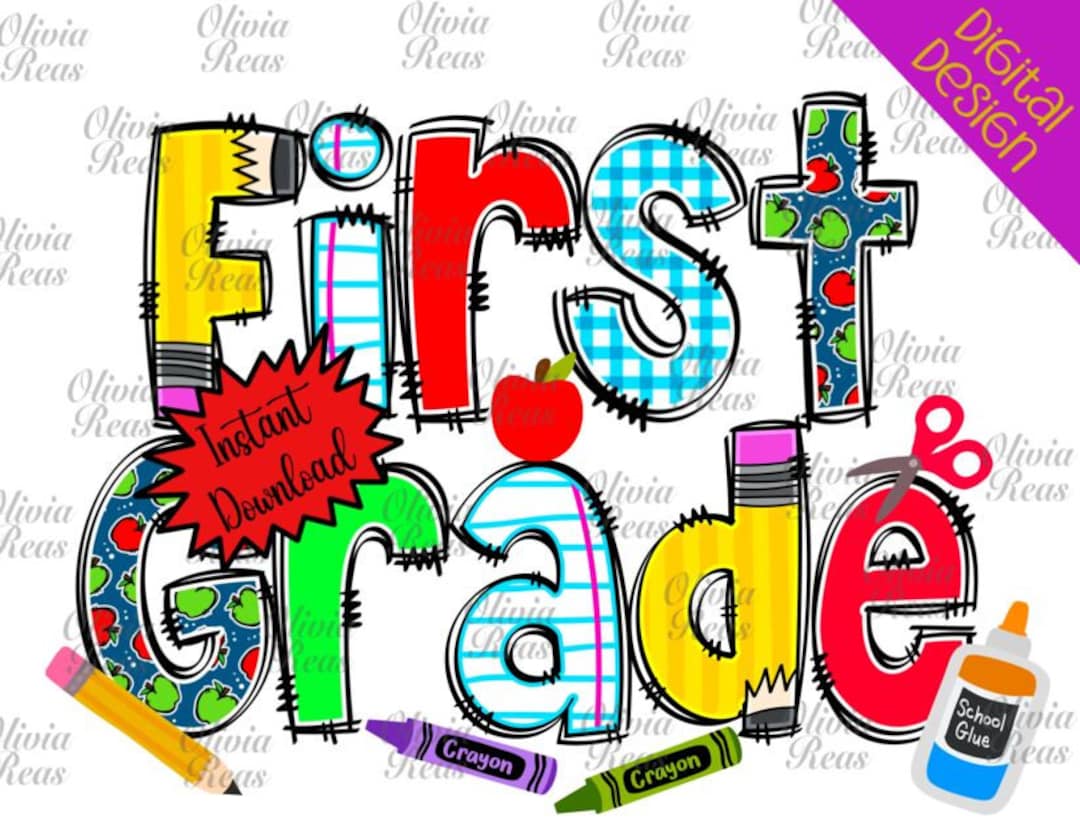 First Grade Boy Design PNG, School Grade PNG, Digital Design, Instant ...