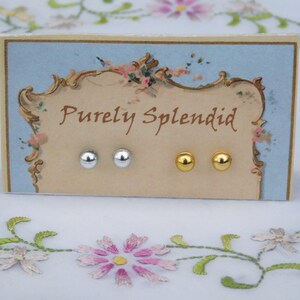 Silver and Gold 2mm Doll Studs - Small, Perfect Fit for 18 Inch Girl ...