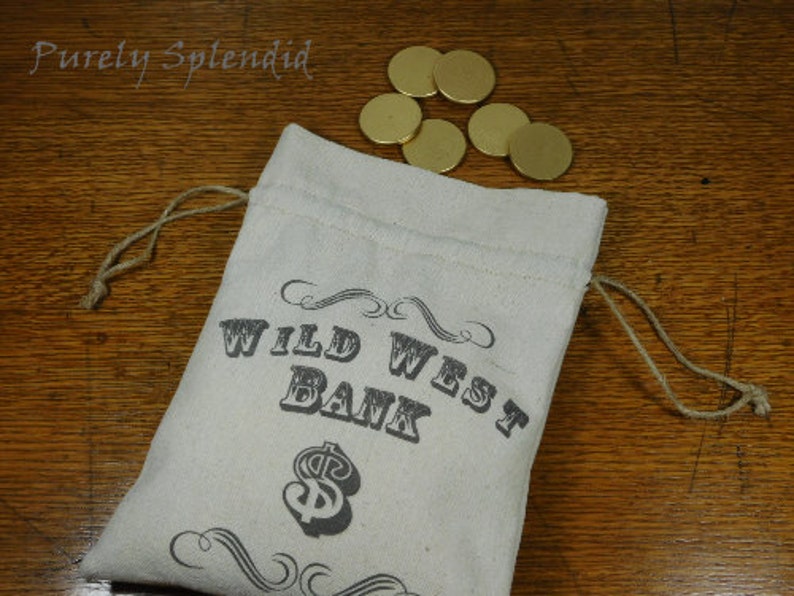Wild West Bank Bag and Wooden Coins Western Money Sack - Etsy