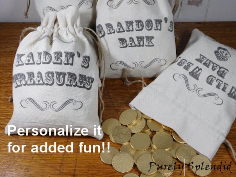 Wild West Bank Bag and Wooden Coins Western Money Sack - Etsy