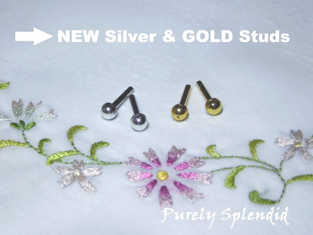 Silver and Gold 2mm Doll Studs - Small, Perfect Fit for 18 Inch Girl ...
