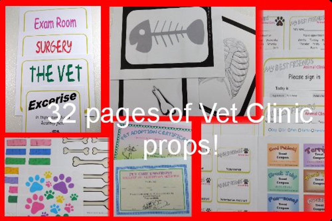 Vet Clinic Pretend Play Props-instant Download, Print at Home - Etsy