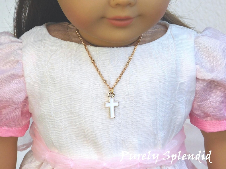 White Cross Necklace for 18 Inch Girl Dolls, American Made Girl Doll ...