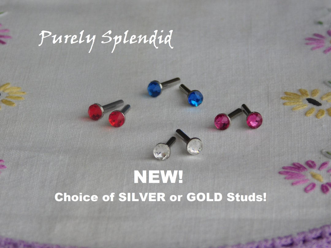 Crystal Doll Studs-perfect Fit Pierced Earrings for Girl Dolls With 2mm ...