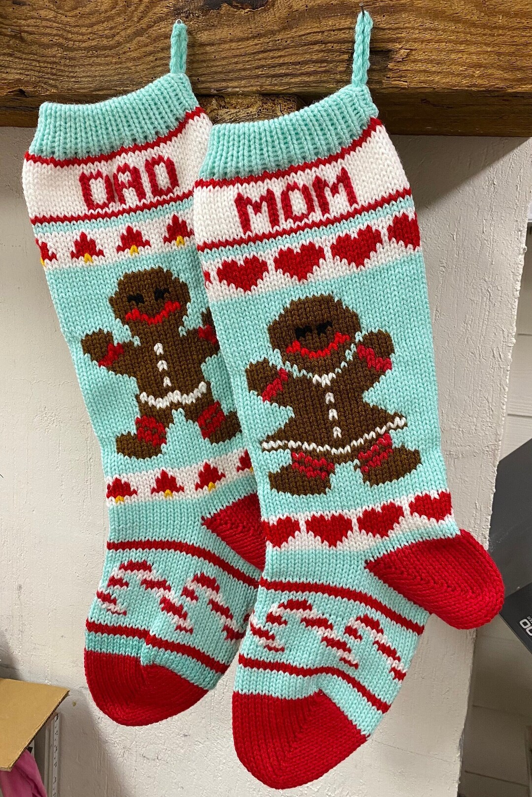 Hand Knit Gingerbread Girl and Boy Christmas Stocking - Etsy