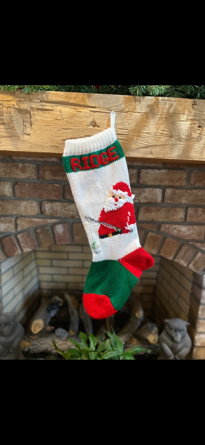 Hand Knit Hunter Santa Santa Hanging Stocking Fishing Santa - Etsy