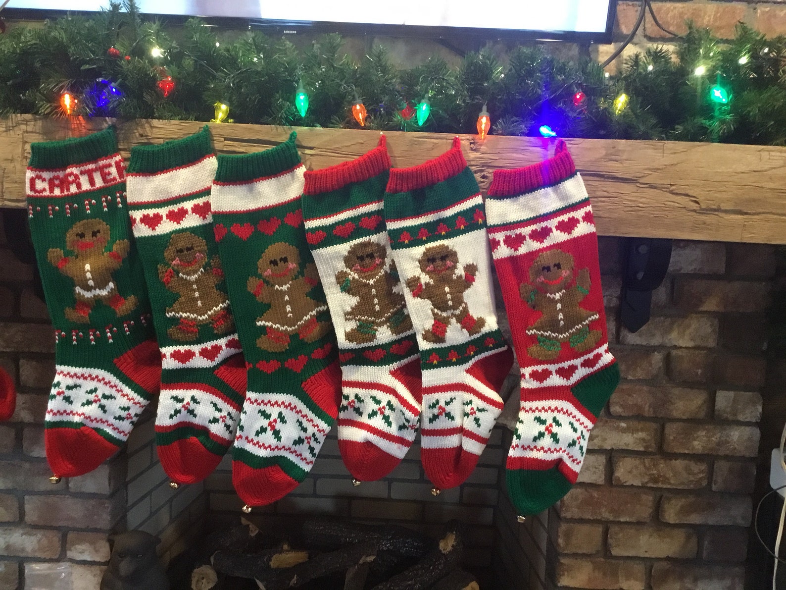 Hand Knit Christmas Gingerbread Girl and Boy Stockings - Etsy
