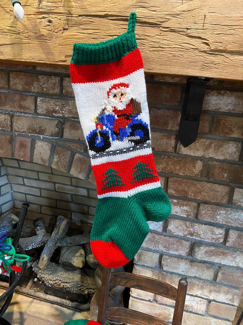 Hand Knit Motorcycle, Train and Truck With Barn Stockings - Etsy