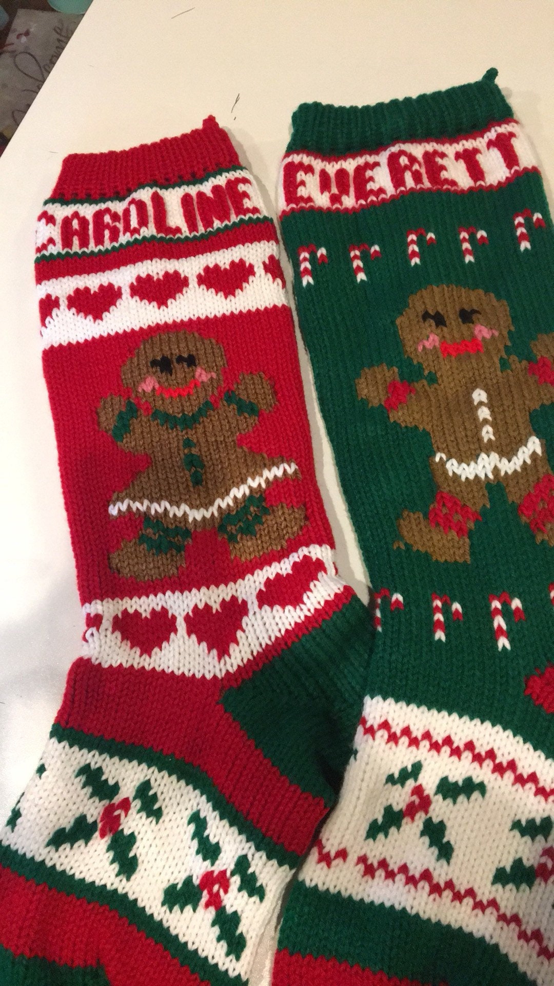 Hand Knit Christmas Gingerbread Girl and Boy Stockings | Etsy
