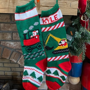 Hand Knitted Track Hoe and Santa on Train - Etsy