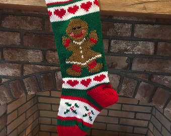 Hand Knit CHRISTMAS Stocking Snowman Moose Gingerbread Girl | Etsy