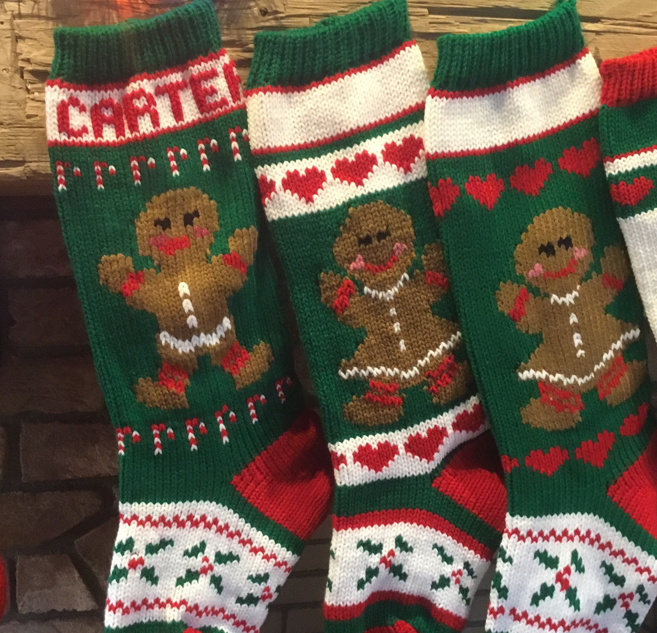 Hand Knit Christmas Gingerbread Girl and Boy Stockings | Etsy
