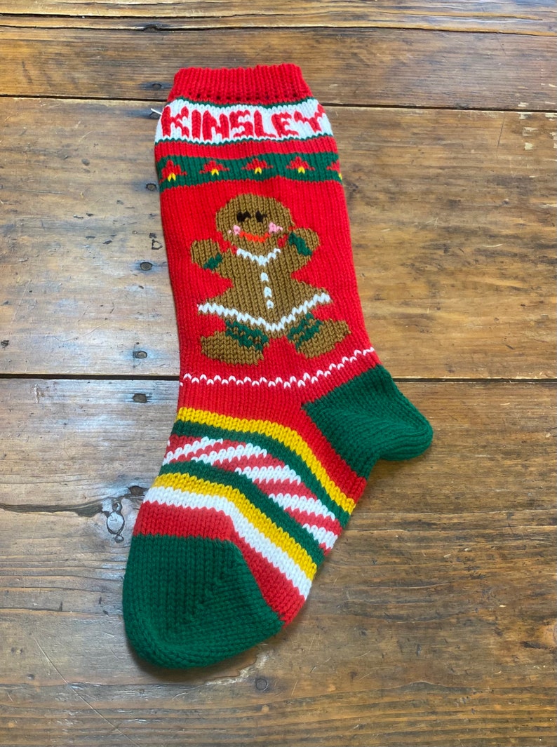 Hand Knit Gingerbread Girl and Boy Stockings - Etsy