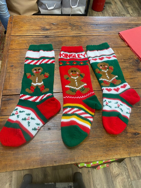 Hand Knit Gingerbread Girl and Boy Stockings | Etsy