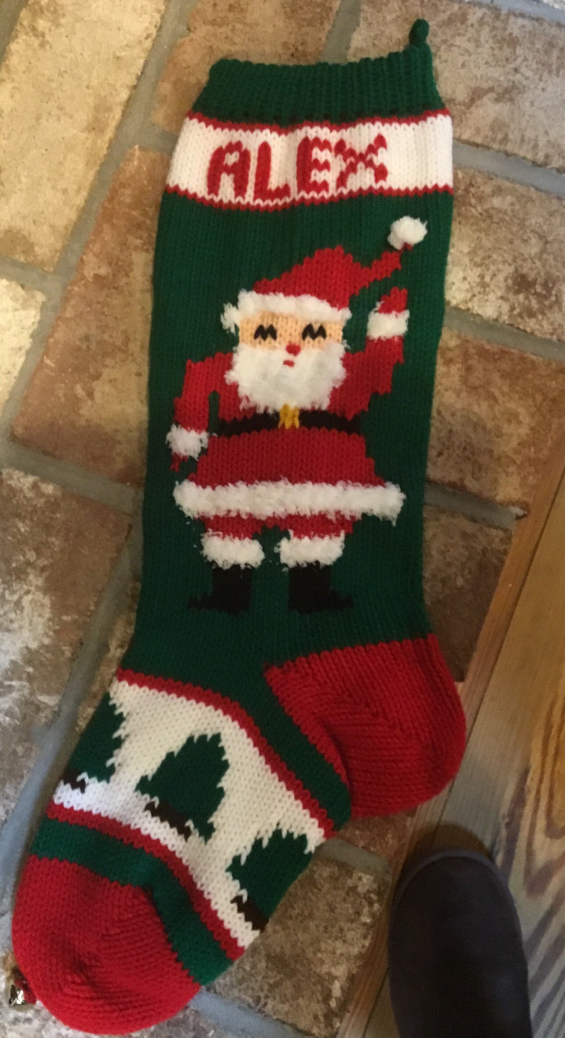 Hand Knit Tractor Teddy Bear Waving Santa Christmas Stocking | Etsy