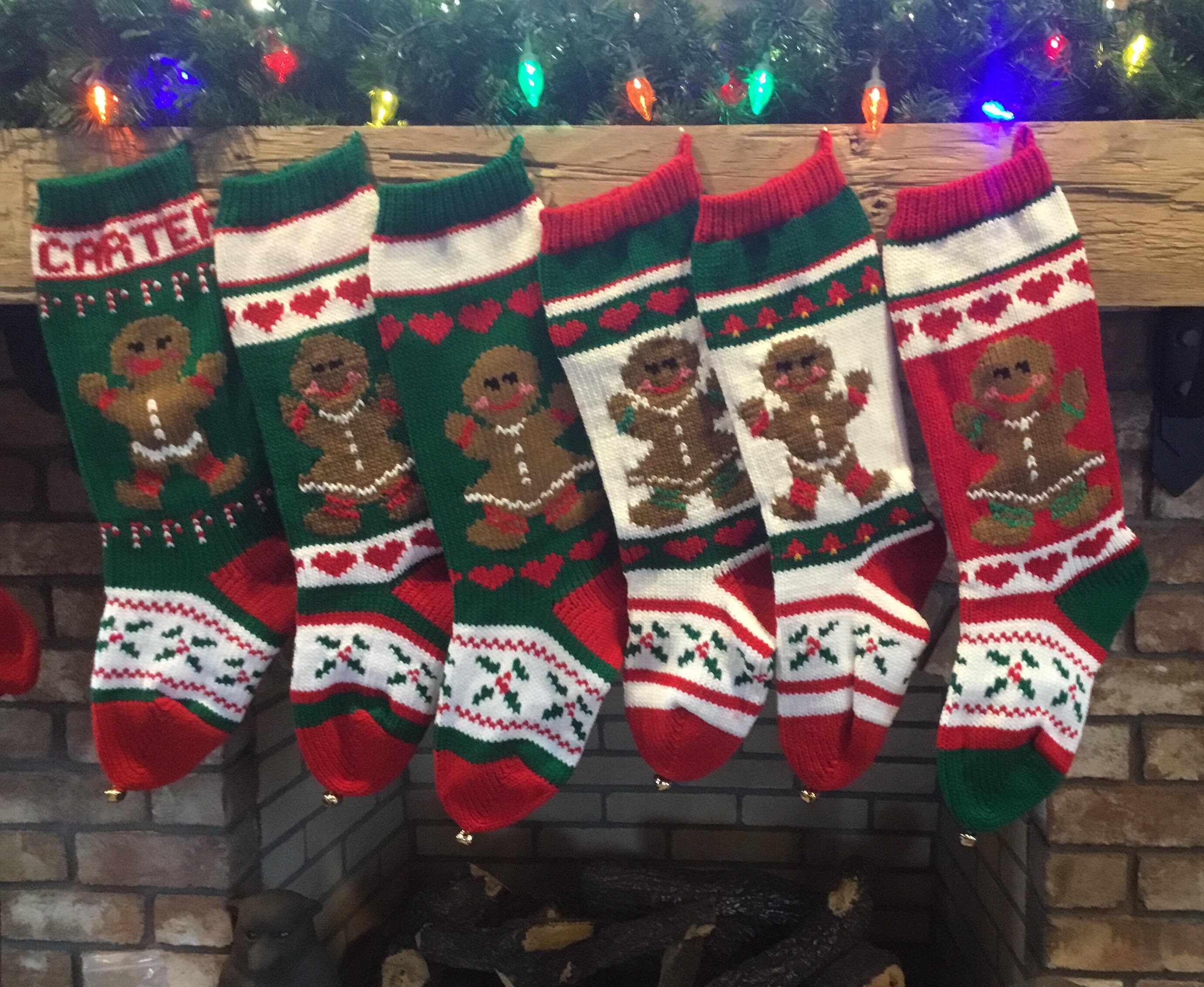 Hand Knit Christmas Gingerbread Girl and Boy Stockings | Etsy