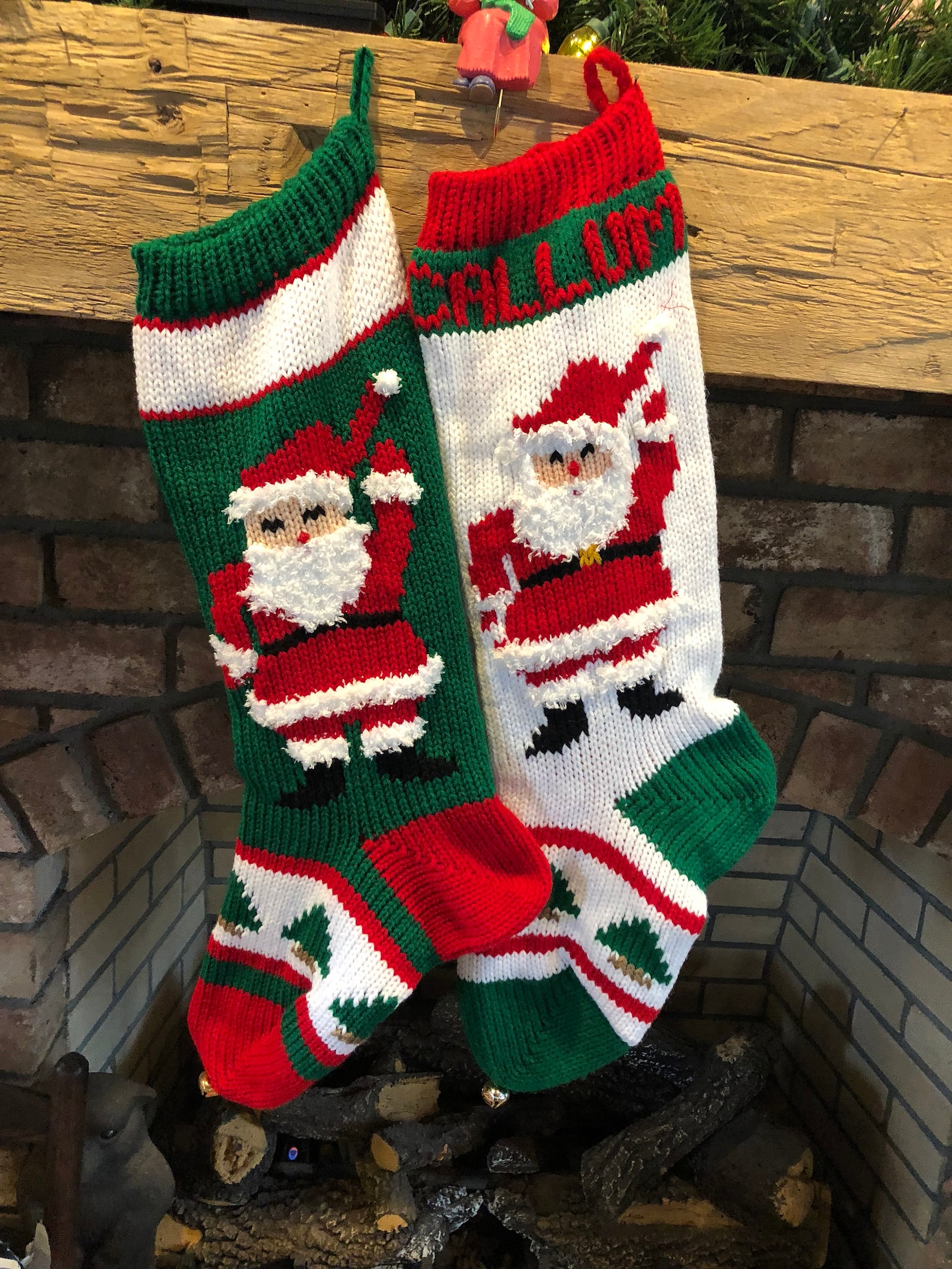 Hand Knit Waving Santa Stocking - Etsy