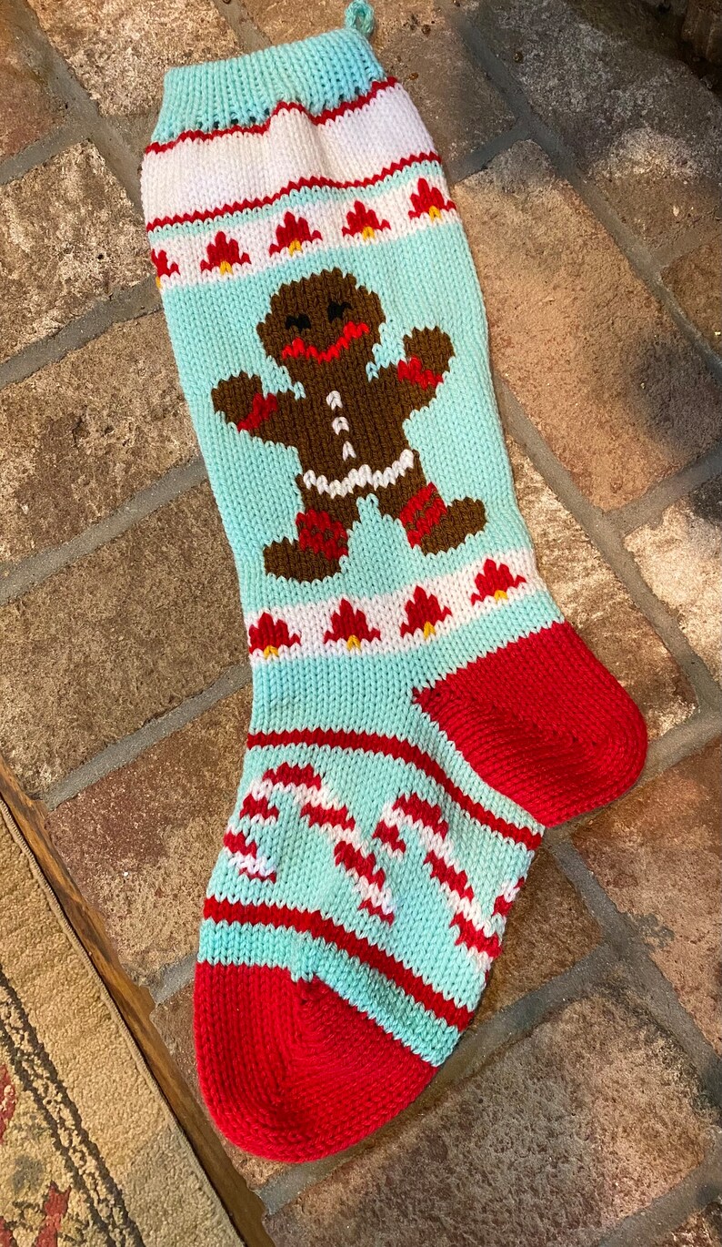 Hand Knit Gingerbread Girl and Boy Christmas Stocking - Etsy