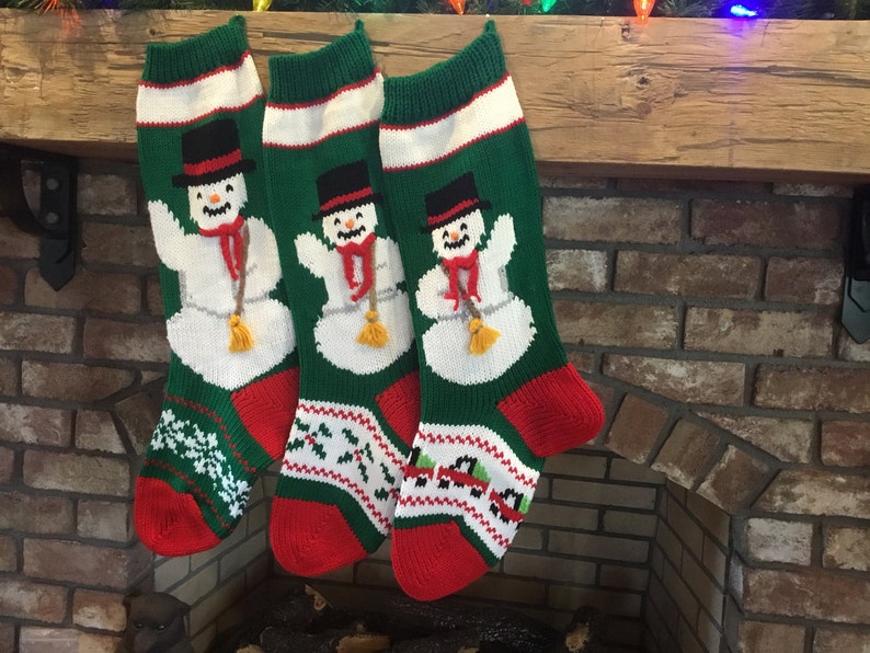 Hand Knitted Snowman Christmas Stockings! - Etsy