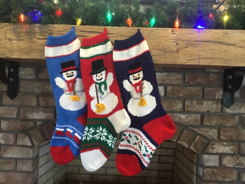 Hand Knitted Snowman Christmas Stockings! - Etsy