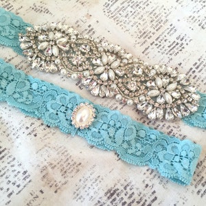 Turquoise Bridal Garter, Turquoise Garter Set, Turquoise Garters for ...
