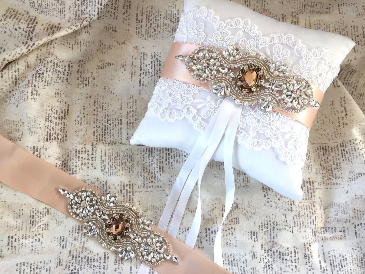 Vintage Wedding Garter Set With Rhinestones and Pearls, Non Slip ...