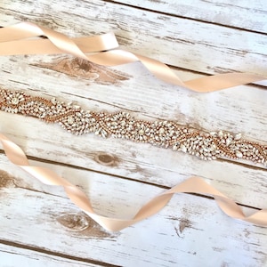 Rose Gold Sash, Rose Gold Belt, Wedding Belt, Rhinestone Bridal Belt ...