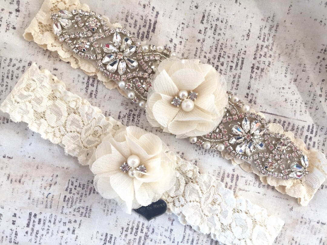 Wedding Garters Ivory, Vintage Garter Set, Lace Garter Ivory, Ivory ...