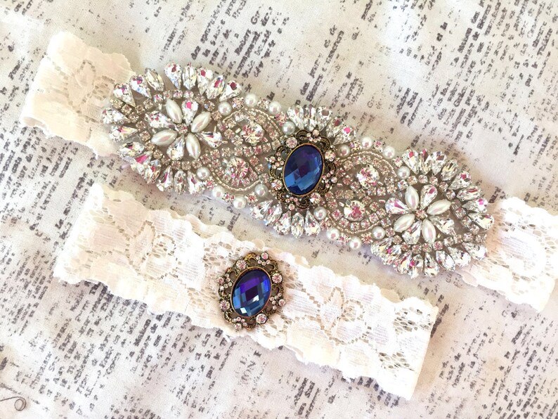 Something Blue Wedding Garter, Bridal Garter Blue, Bridal Garter Navy ...