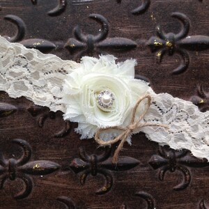 Ivory Rustic Wedding Garter, Burlap Wedding Garter, Burlap and Ivory ...