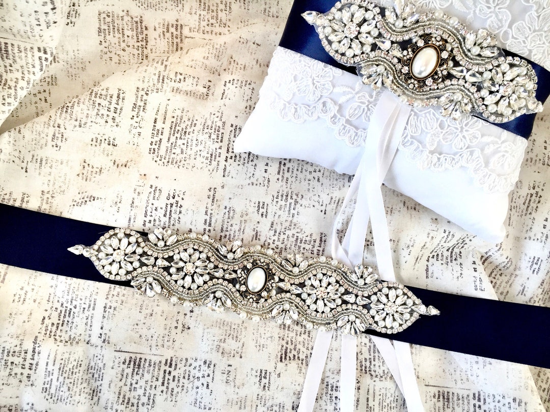 Navy Sash Belt, Blue Wedding Sash, Navy Blue Bridal Sash, Crystal ...