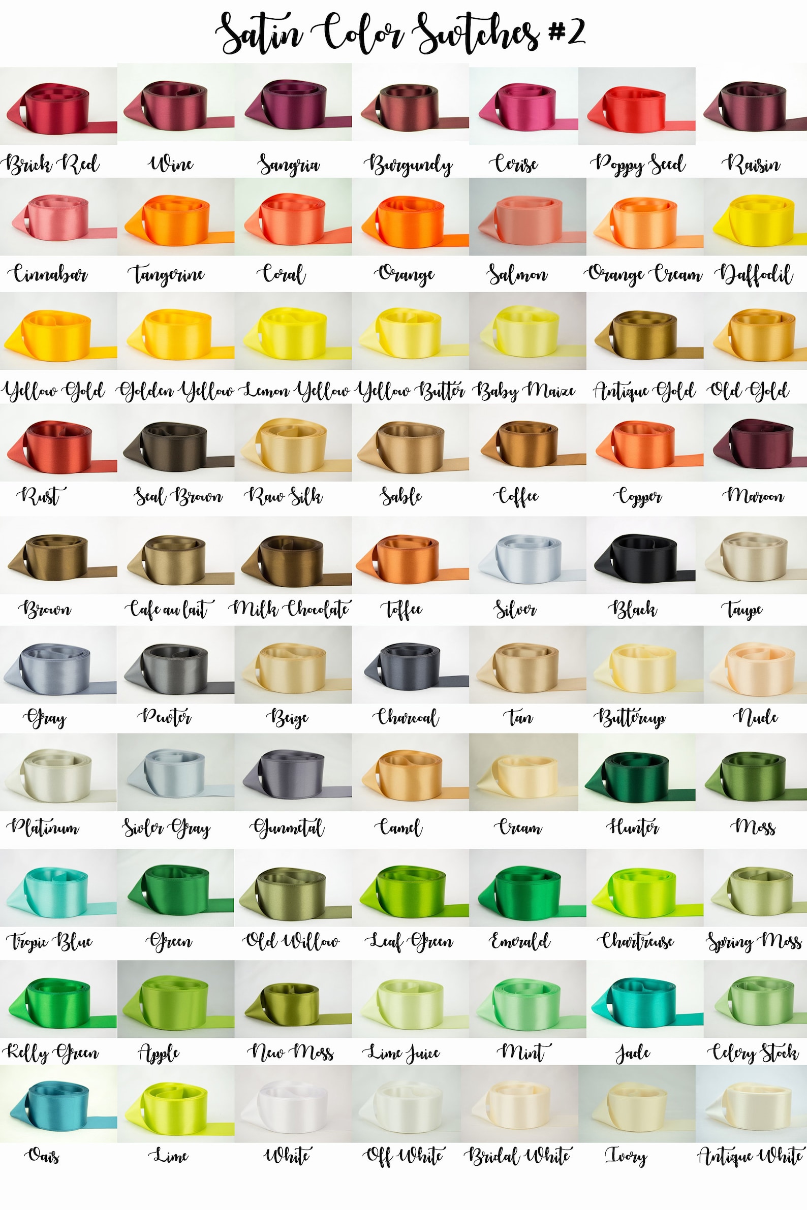Satin Ribbon Color Options - Etsy
