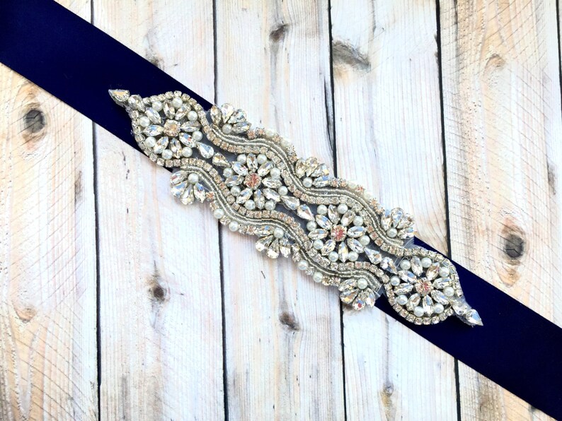 Rhinestone Wedding Sash, Beaded Wedding Sash, Bridal Sash, Rhinestone ...